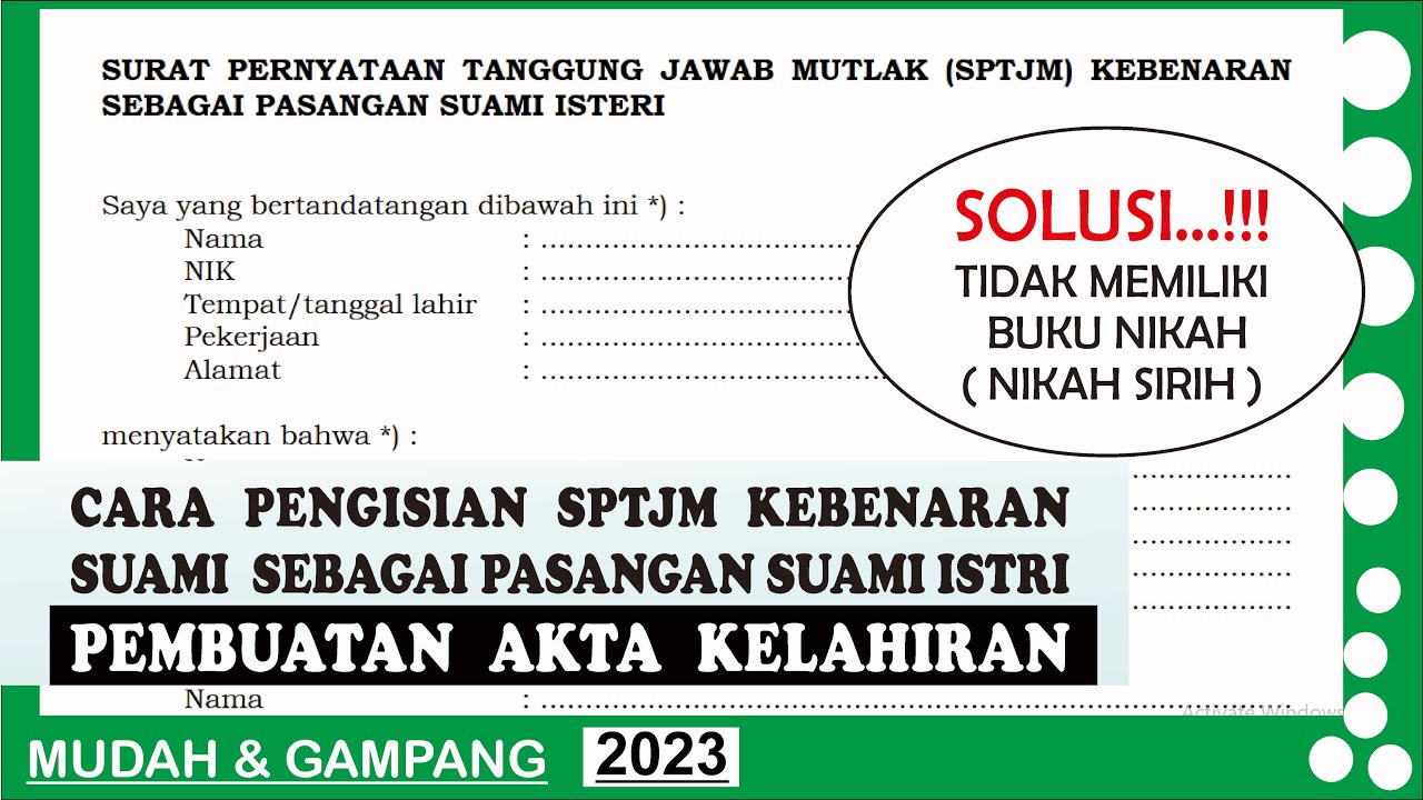 cara mengisi sptjm pasangan suami istri | cara mengisi sptjm kebenaran ...