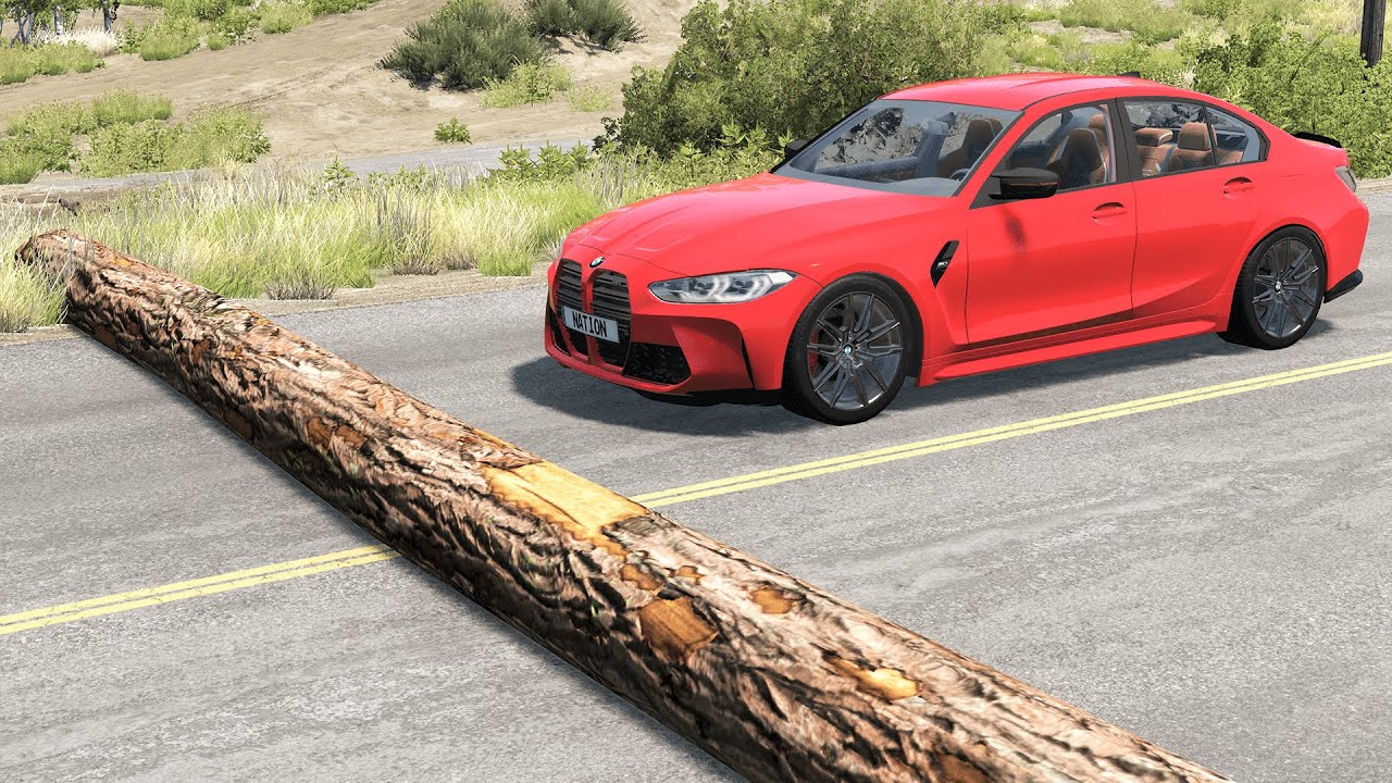 Cars vs Fallen Tree #6 – BeamNG.Drive - YouTube
