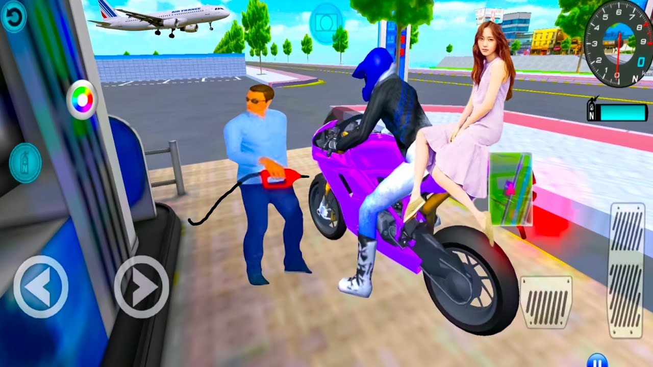 Motorcycle Bike With Girl Come To The Oil Station - 3D Driving Class ...
