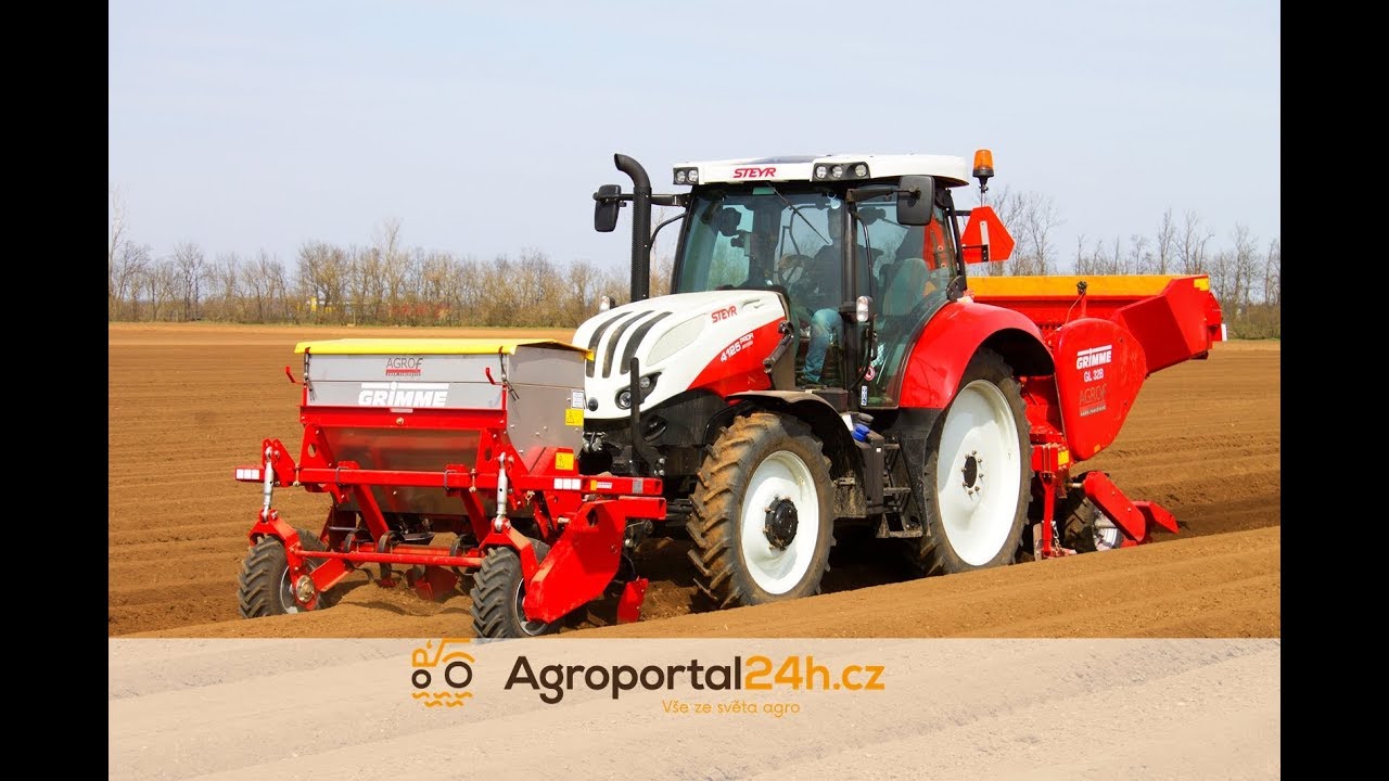 Steyr 4125 Profi Ecotech | Grimme | Výsadba brambor - YouTube