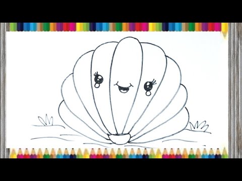 Dibuja y Colorea Una Concha 🦪🌈 | Dibujos Para Niños Paso a Paso