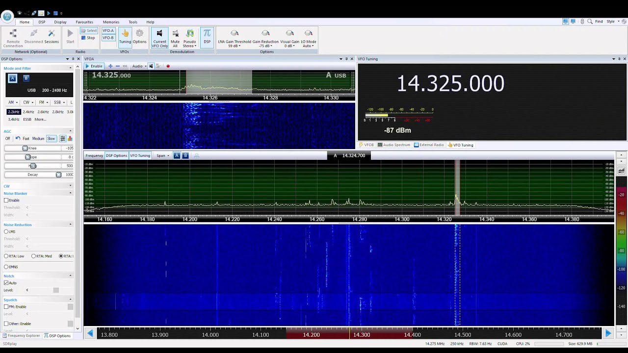 SDR console via FTdx3000 on 20 meters - YouTube