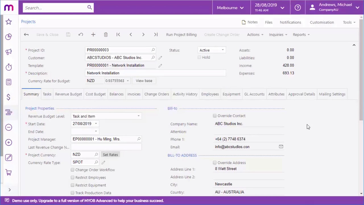MYOB Acumatica Project Workflow - YouTube