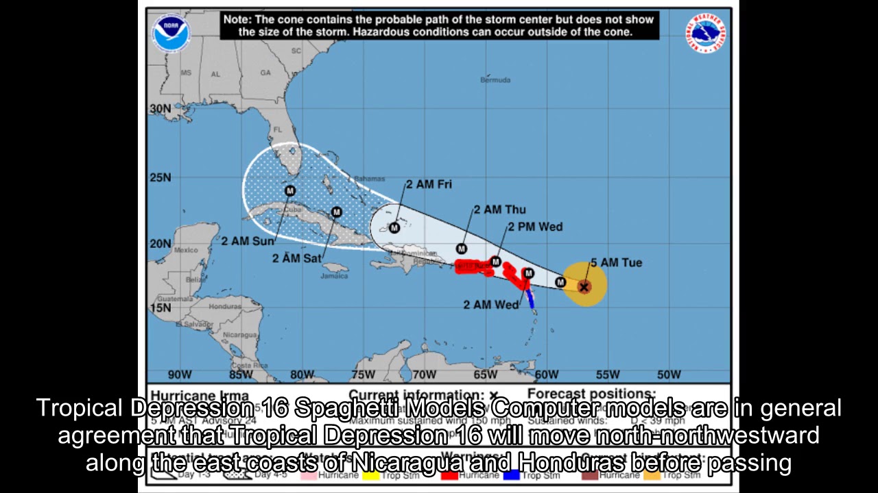 NOAA: Tropical Depression 16 Projected Path, Spaghetti Models - YouTube