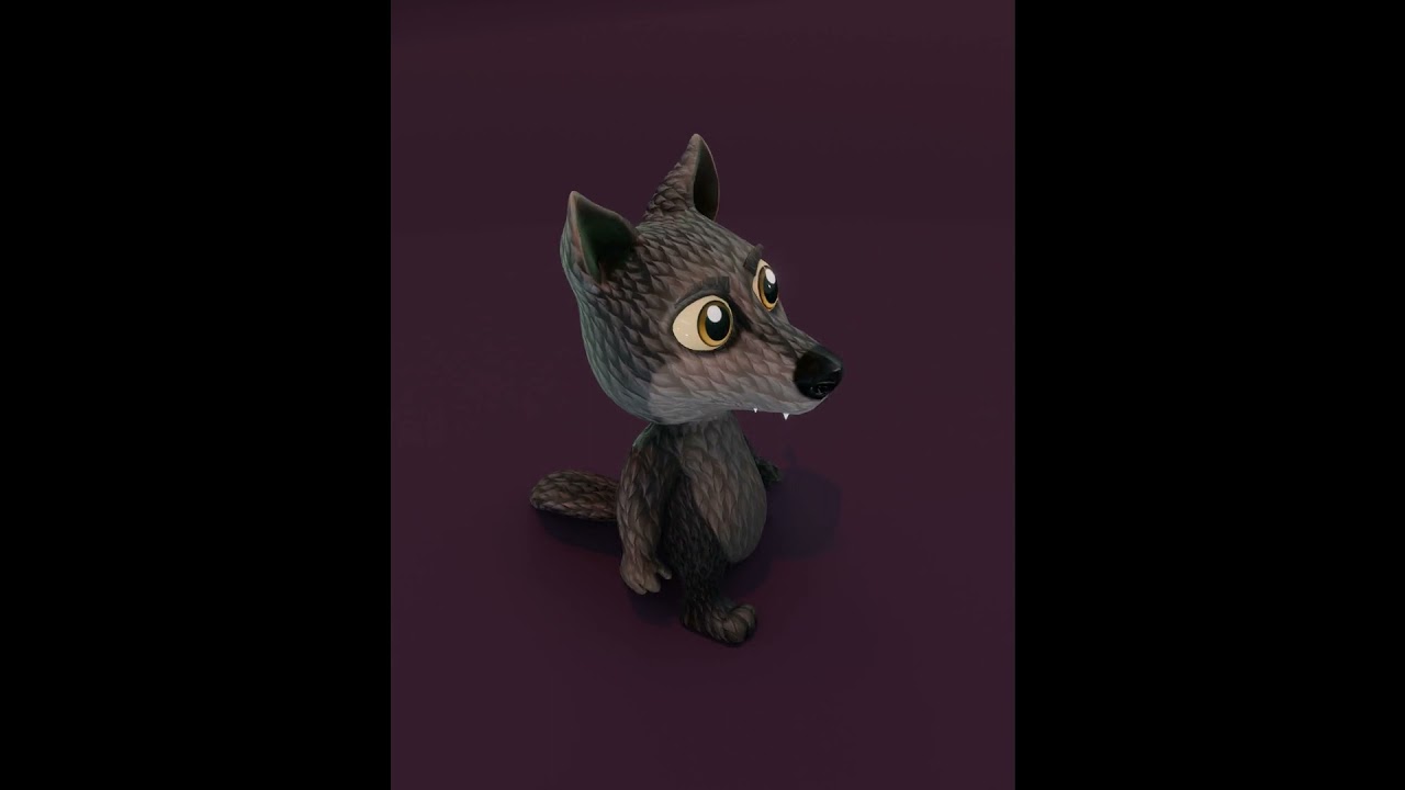 Cartoon Black Wolf Animated 3D Model - YouTube