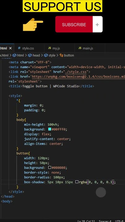Html Css Js Toggle Button Htmlcssjavascript Coding Shots Webdesign Toggleswitch Youtube