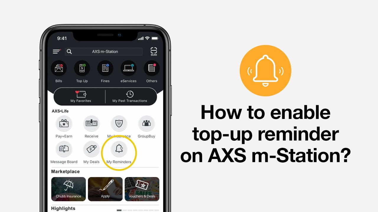 AXS m-Station - How to set top-up reminder for your Prepaid Card - YouTube