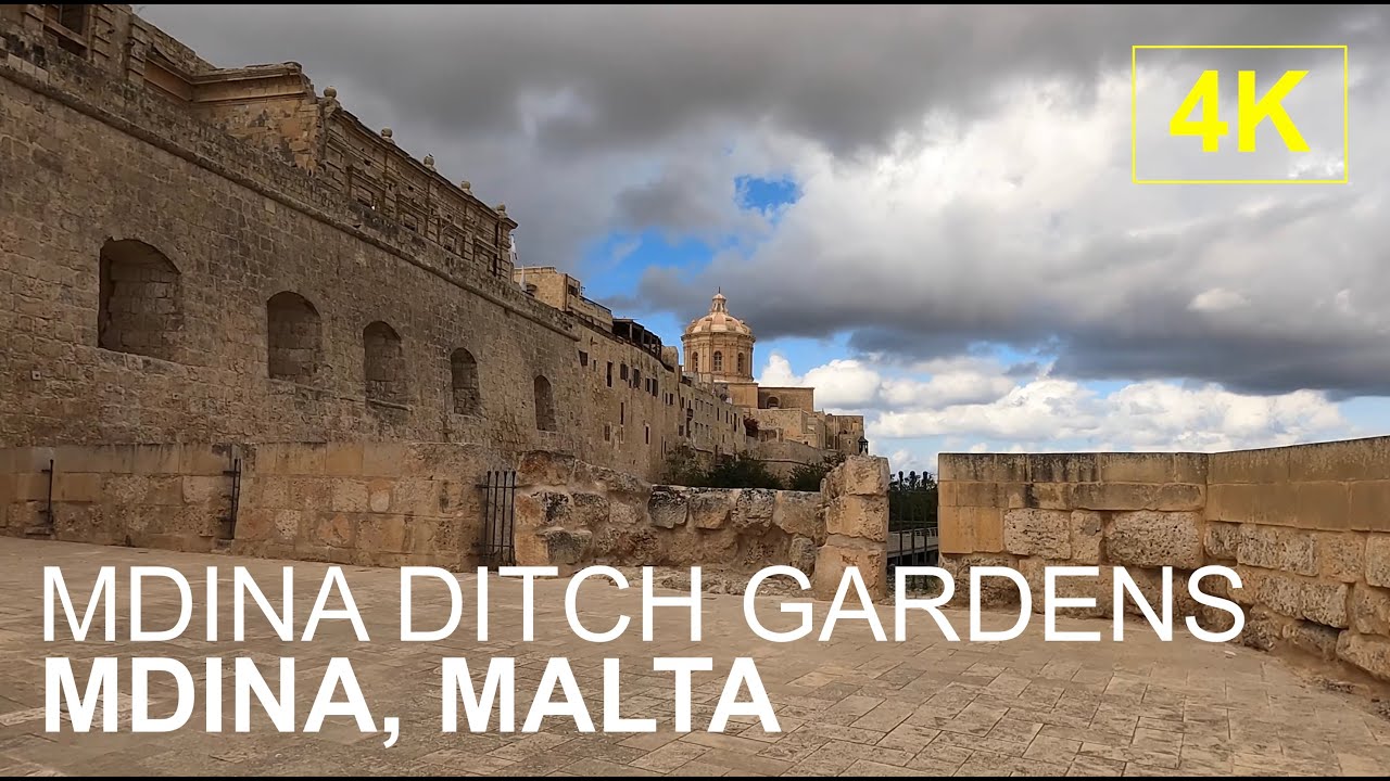 MDINA, MALTA | Mdina Ditch Gardens (Il-Foss tal-Imdina) l 4K Walk - YouTube