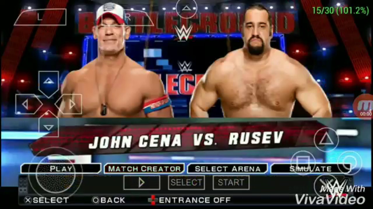 wwe 2k18 psp John cina vs rusev in battleground gameplay - YouTube