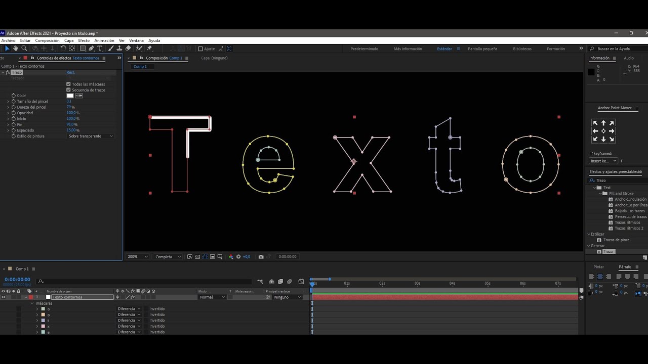 After Effects: Revertir trazado de mascara en el efecto Trazo (Stroke ...