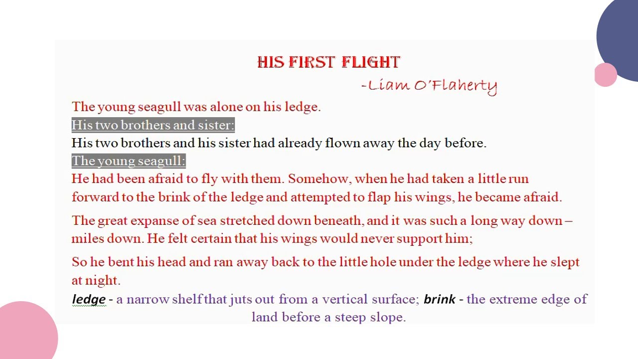His First Flight from 10th English book - YouTube