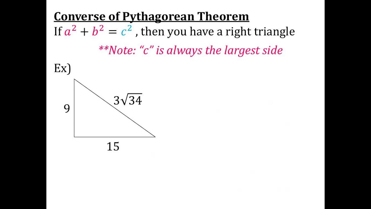 Unit 6 Day 0 - Pythagorean Theorem & Converse - YouTube