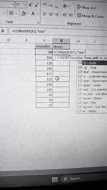Convert Minutes Into Hours In Excel π― Excel Convert Function π₯ Shorts Exceltricks