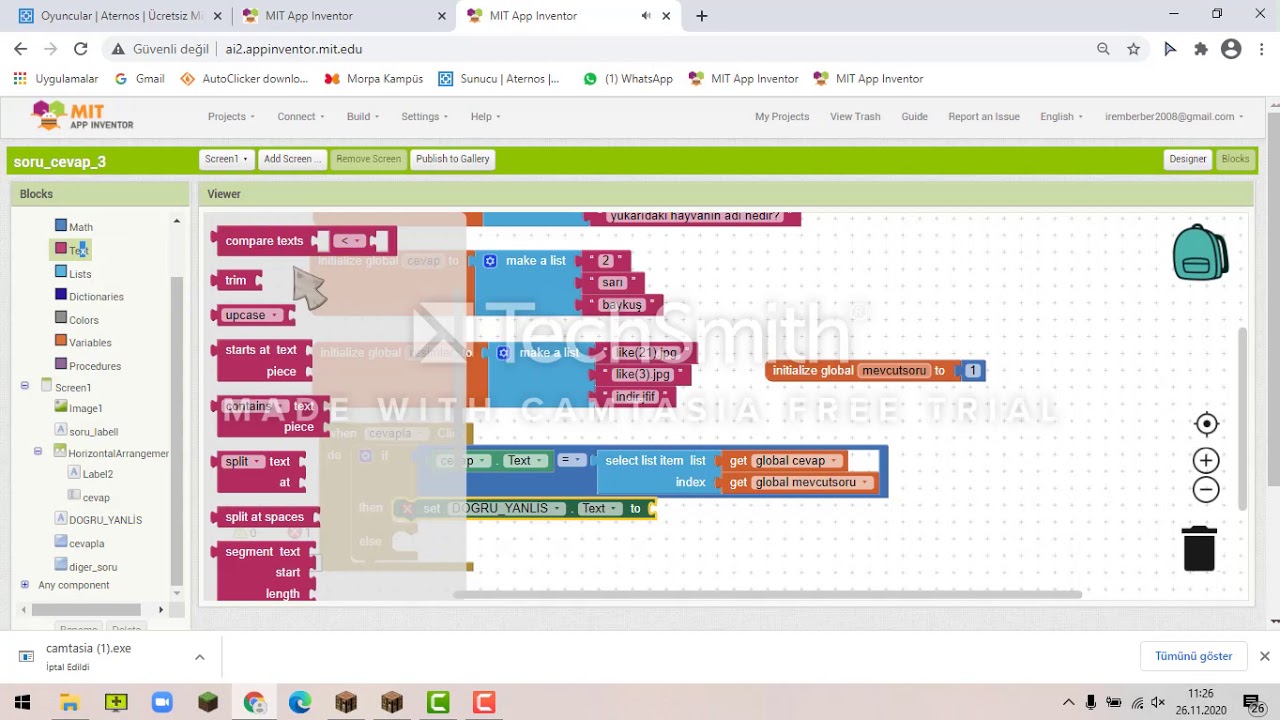 App inventor ile Soru Cevap Uygulaması - YouTube
