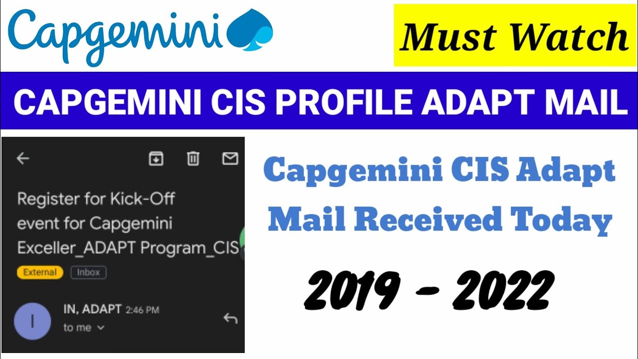 Capgemini Adapt mail for CIS role| Capgemini Adapt mail received today ...