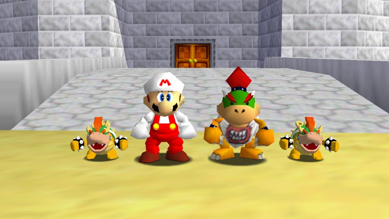 Fire Mario and Bowser Jr. with Mini Bowser in Mario 64 - Full Game ...