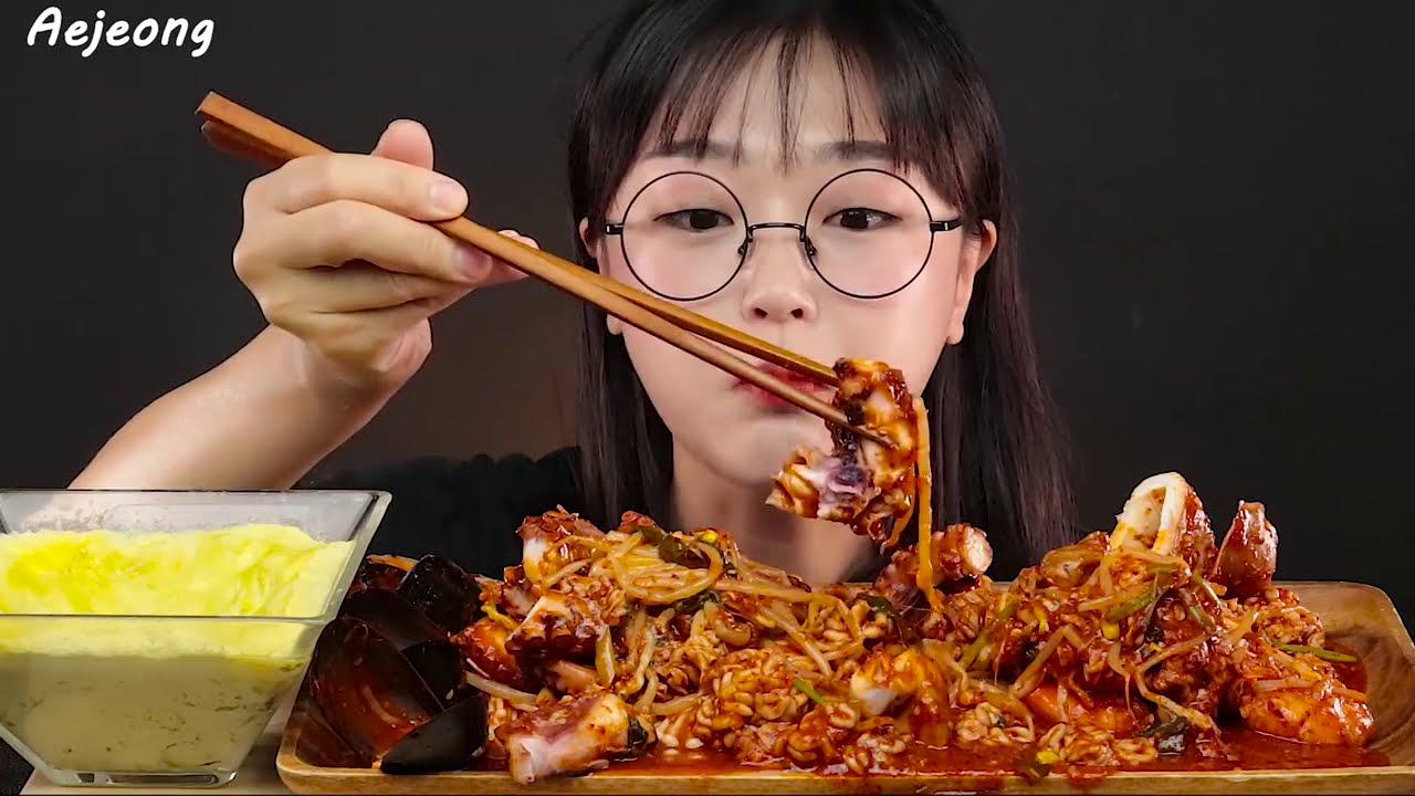 Asmr 매콤한 해물찜 먹방 라면사리 까지🔥 Spicy Seafood Boil Eating Sounds Mukbang