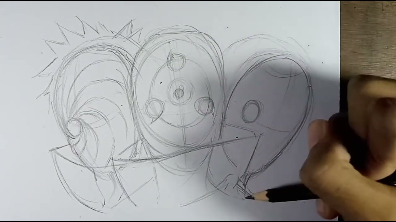Drawing OBITO uchiha With 3 Different Mask - NARUTO SHIPPUDEN - YouTube
