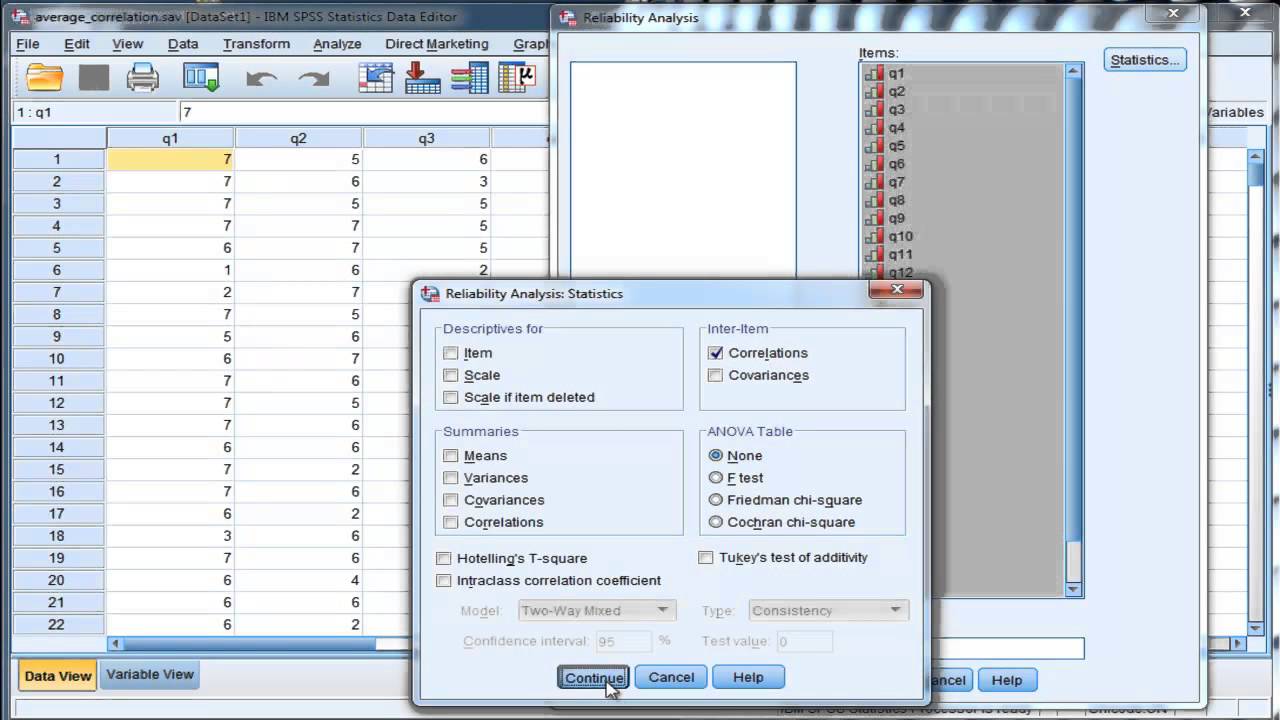 Average Correlation - SPSS - YouTube