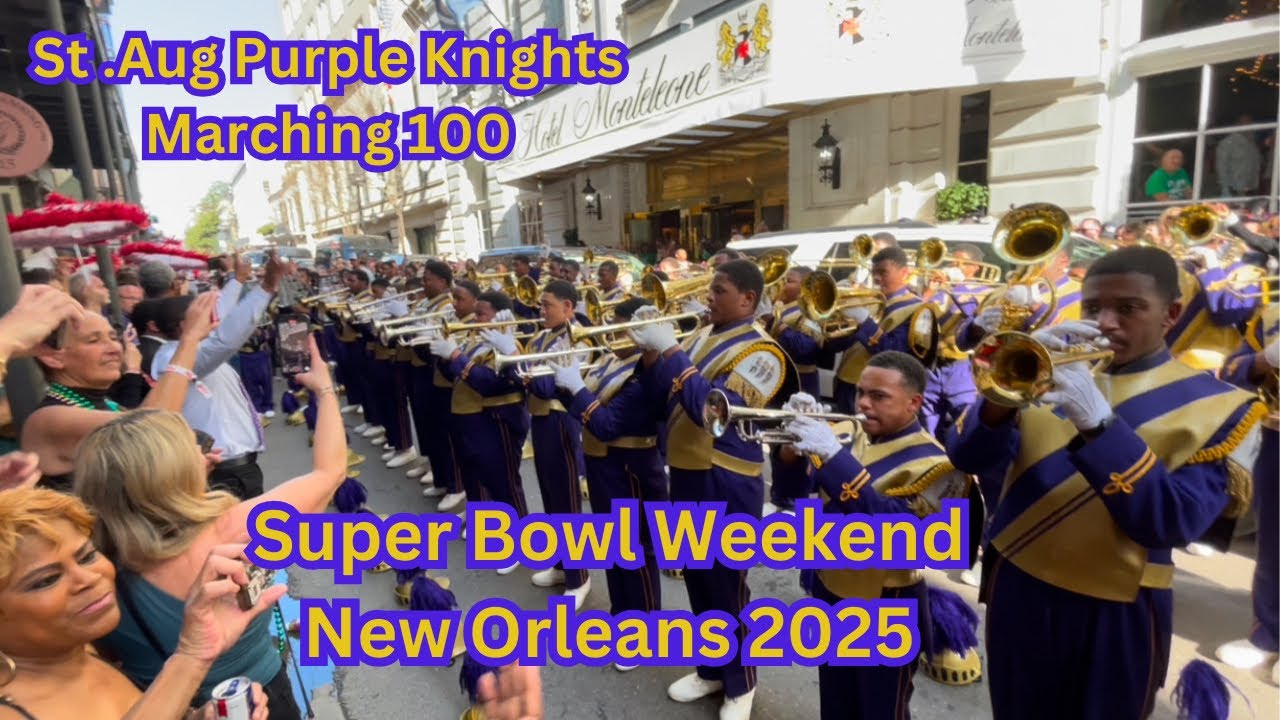 St. Aug Purple Knights Marching 100 Performance|Super Bowl Weekend - YouTube