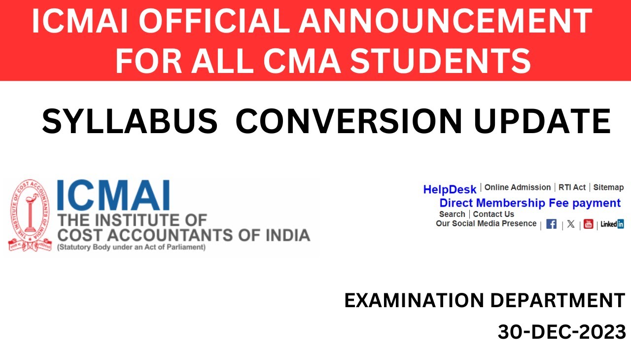 CMA OLD SYLLABUS CONVERSIONS UPDATE ) OLD SYLLABUS CHANGE BIG UPDATE ...