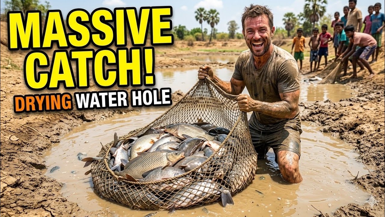 🐠 Massive Fish Catch in Drying Water Holes – So Satisfying! - YouTube