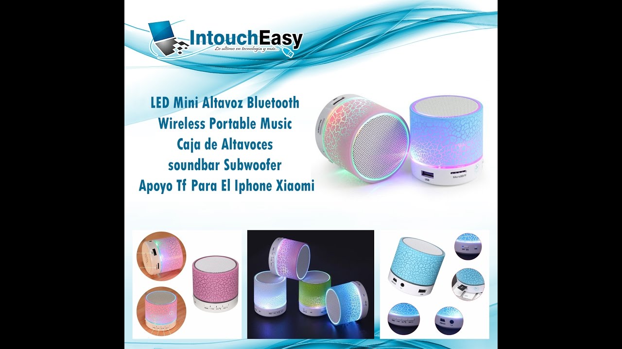 PARLANTE BLUETOOTH LED - INTOUCH EASY - YouTube