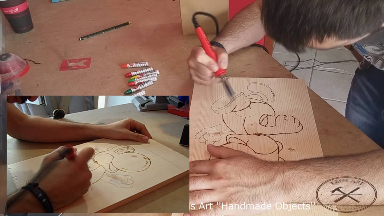 Πυρογραφία σε ξύλο ''Yoshi'' ( Burn art with pyrography Yoshi ) - YouTube
