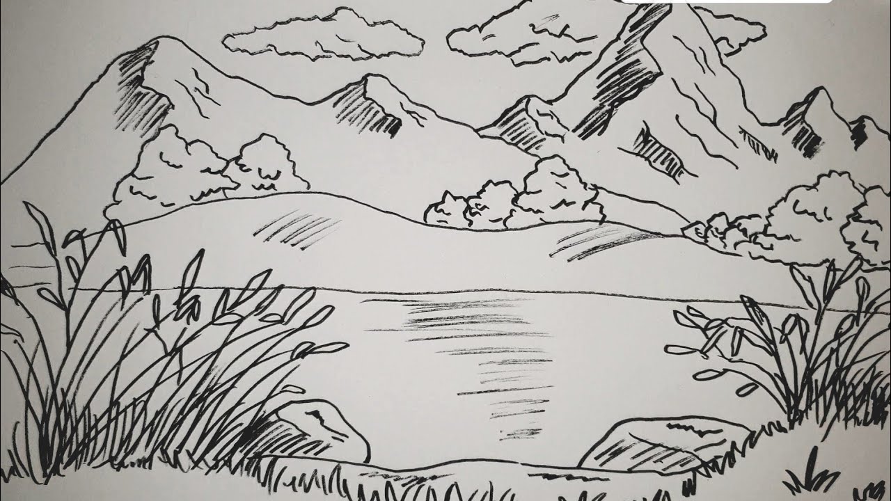 Kako nacrtati Jezero/How to draw a Lake Landscape - YouTube