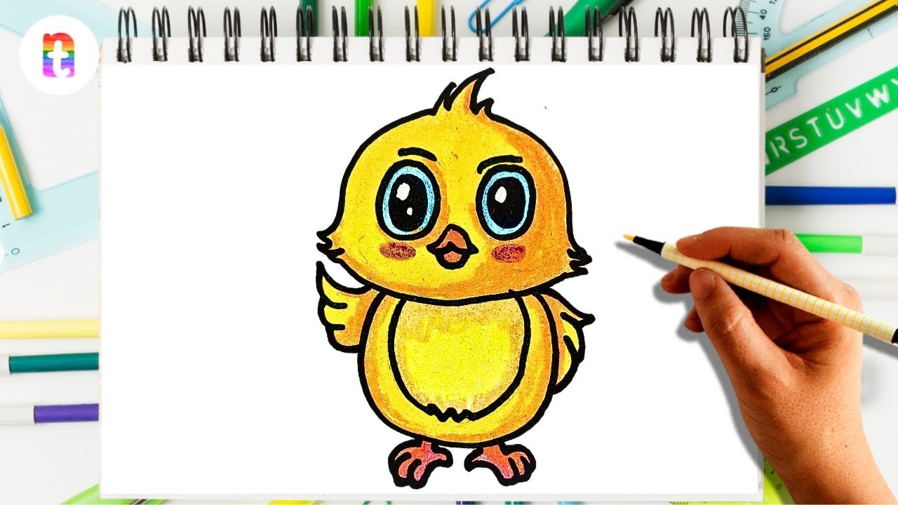 Cara menggambar dan mewarnai kartun anak Ayam | How to draw cartoon ...