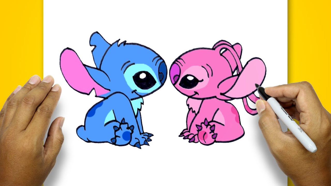 Stitch And Angel Drawing | How To Draw Disney Stitch And Angel Step By ...