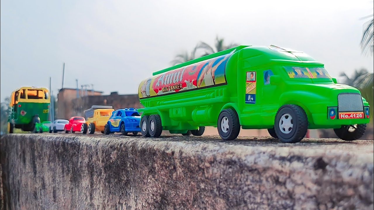 Satisfying Toy Amul Tankar 🚜 Dump Truck 🚚 Sports Car 🚗 Rickshaw Hand ...