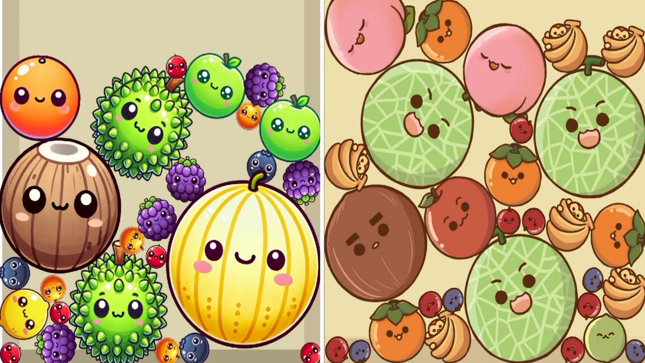 Fruit Fusion vs QS Monkey Land (Watermelon Game) Fruit Merge Satisfying ...