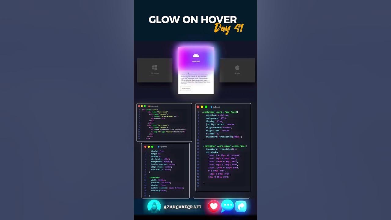 Glow on hover 🌟 Day 41#html #coding #viralshorts #shorts #trending #javascript - YouTube