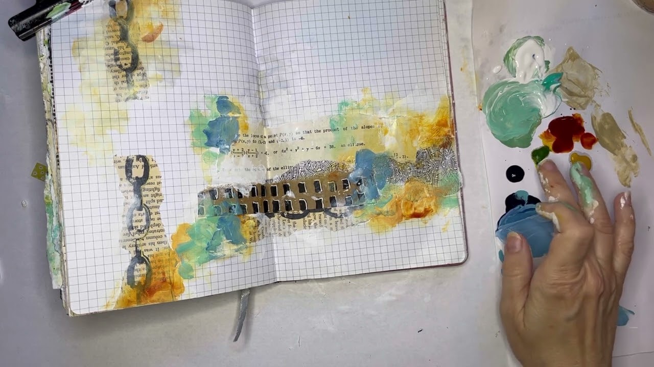 Dreamy journal page using a strong horizontal line--Art Journal Process ...