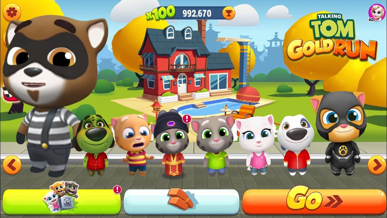 Talking Tom Gold Run in China - All Characters and Houses Unlocked ...