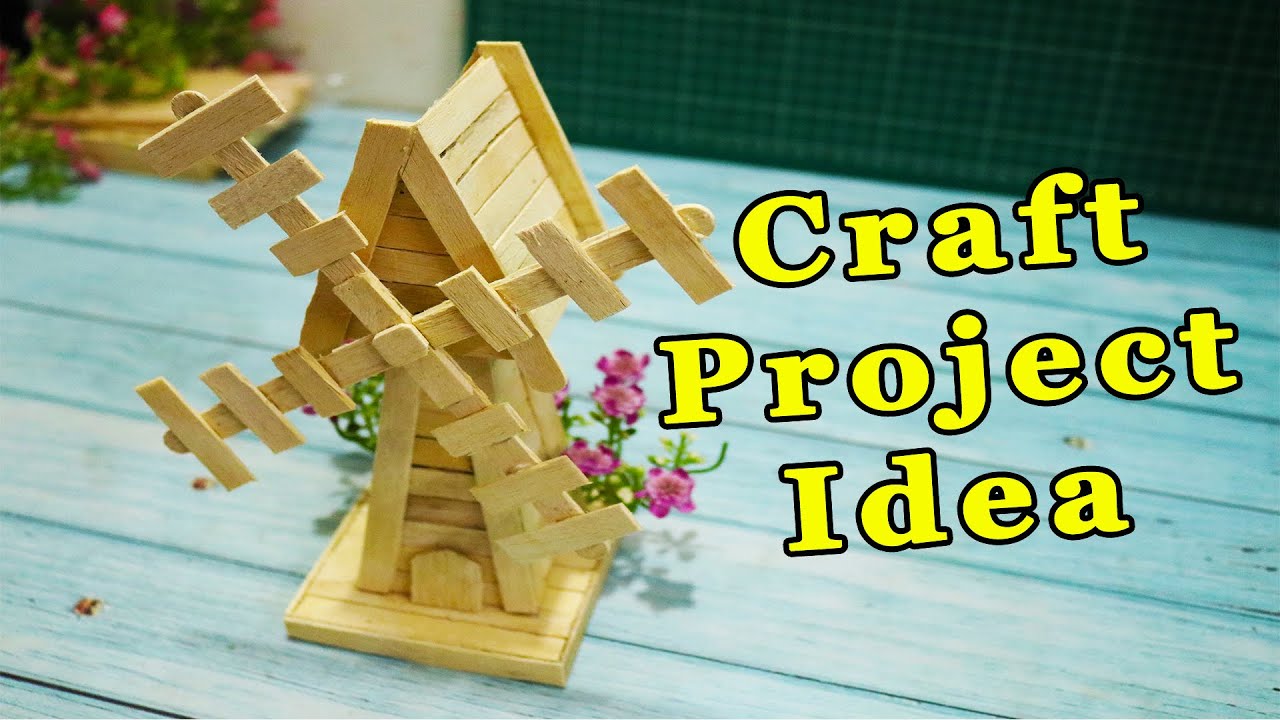 Making a Small & Beautiful Ice Cream Sticks Wind Turbine for School ...