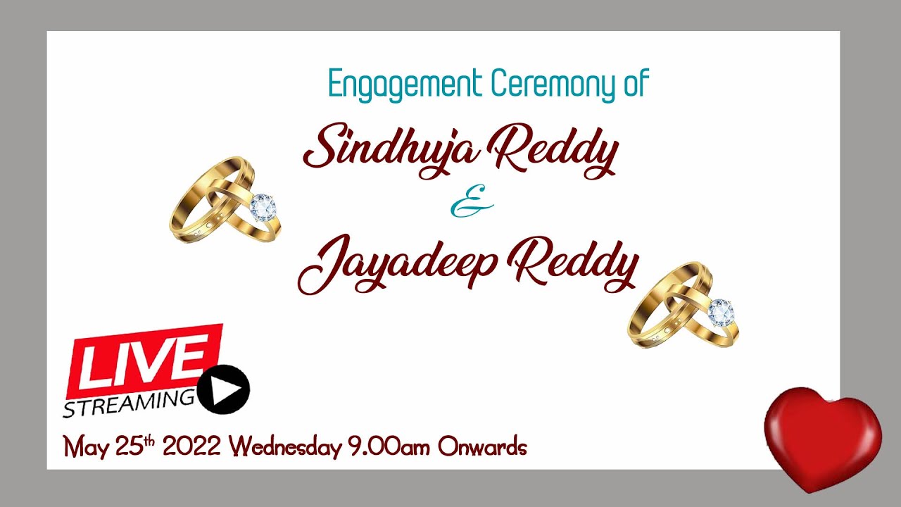 Engagement Live Streaming | Sindhuja Reddy With Jayadeep Reddy - YouTube