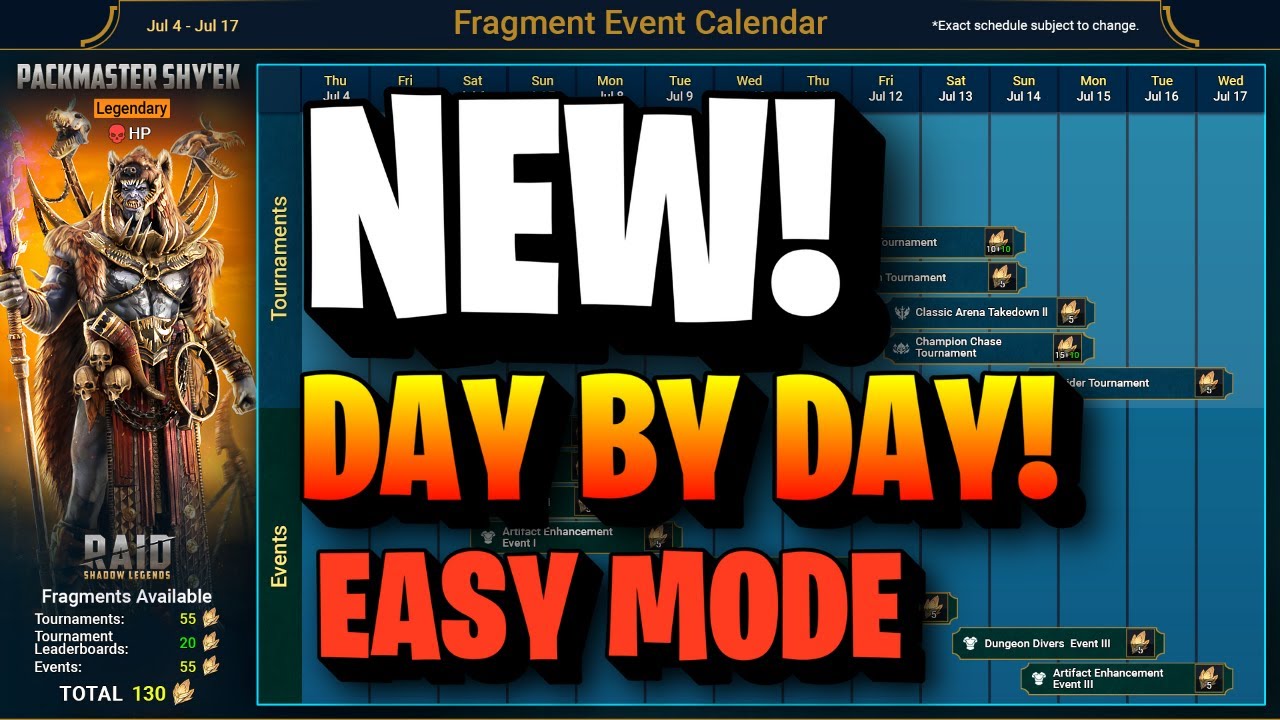 Day by Day Easy Mode Fusion Calendar!!!! Raid: Shadow Legends - YouTube