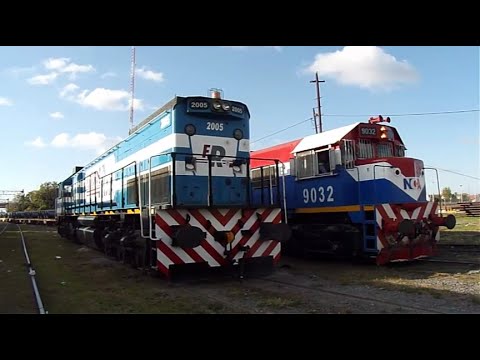 Nuevo Central Argentino - EMD GT22 9032 con el Bobinero en Kilo 5 - YouTube