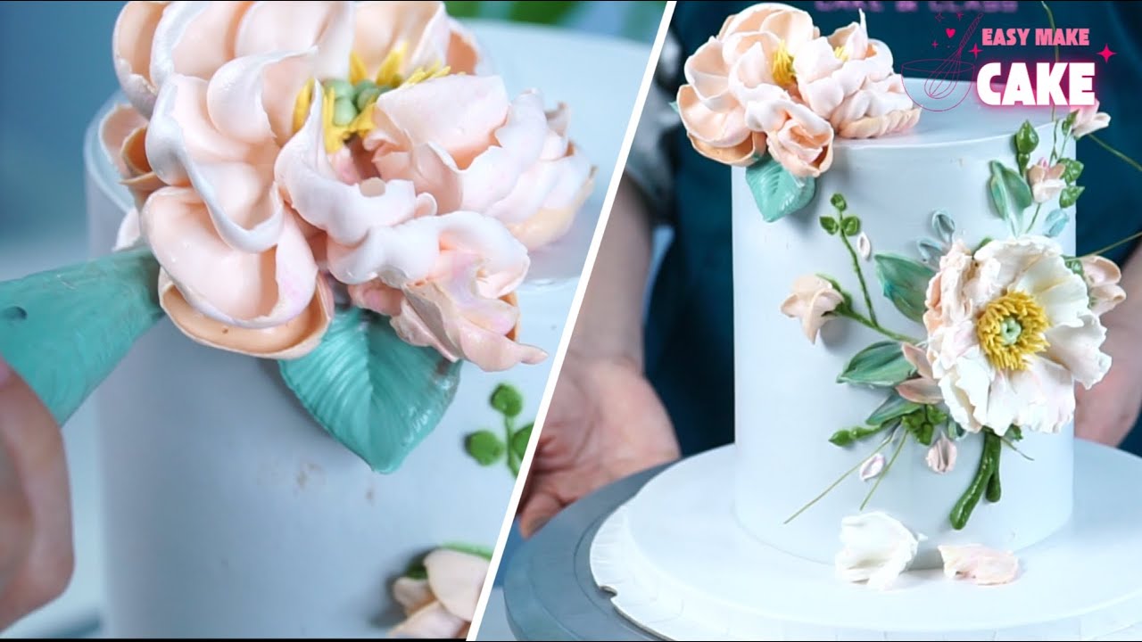 Piping Flowers Directly on Cake – Easy & Stunning - YouTube