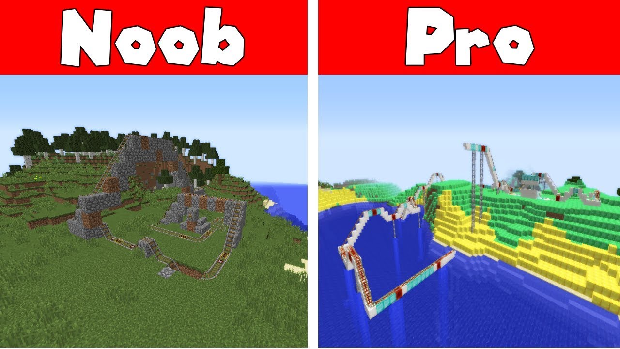Minecraft: Noob vs Pro - Roller Coaster! Build battle in minecraft ...