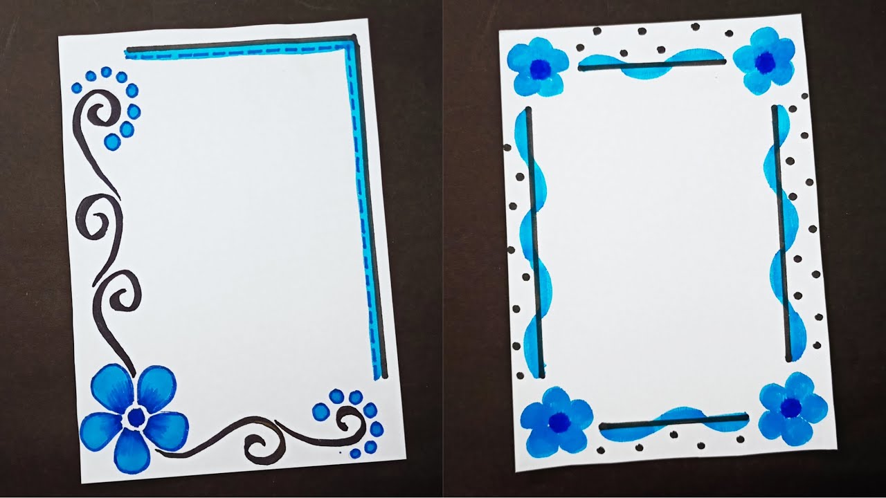 2 easy blue border design for copy | Front page decoration for project ...
