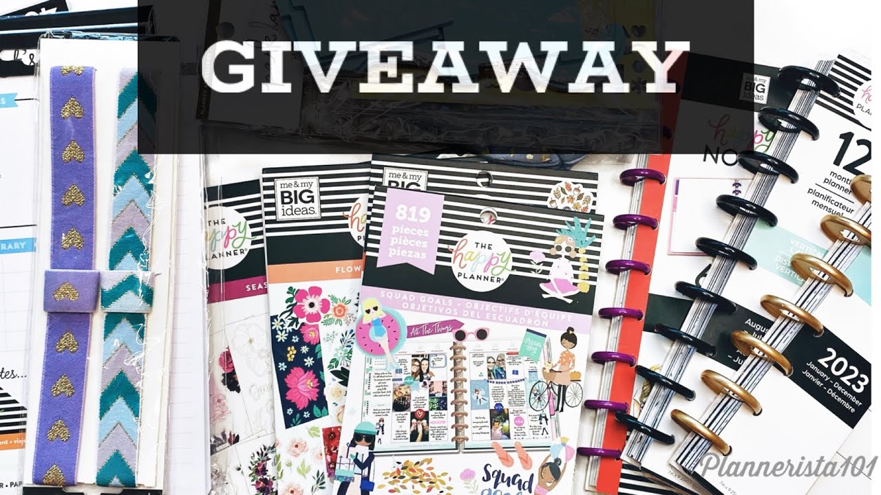 Giveaway | Plannerista101 | Happy Planner | Planner Giveaway | - YouTube