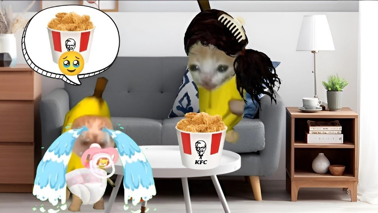 Banana cat crying kfc part 2 #babybananacat #happycat #catmemes # ...