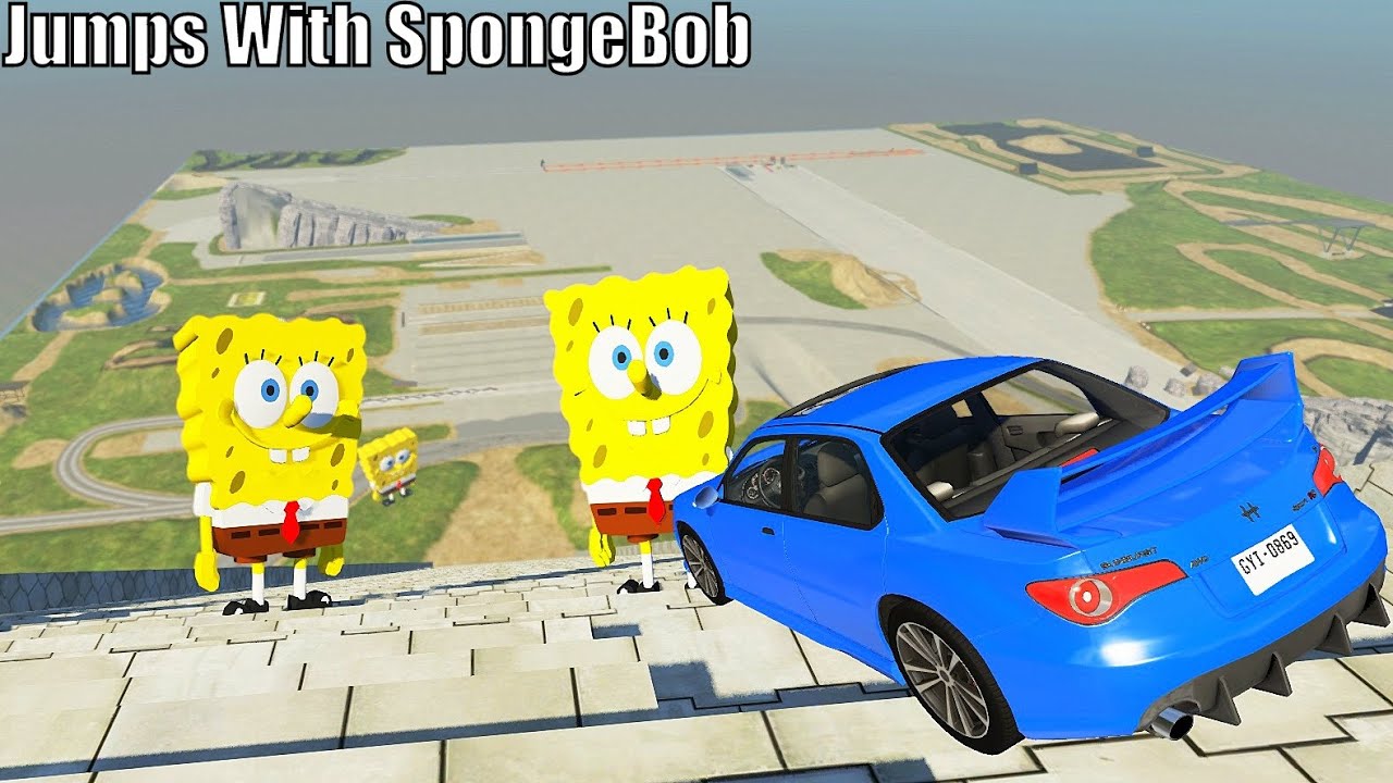 Stairs Jumps Down With SpongeBob - BeamNG.drive Insane Testing - YouTube
