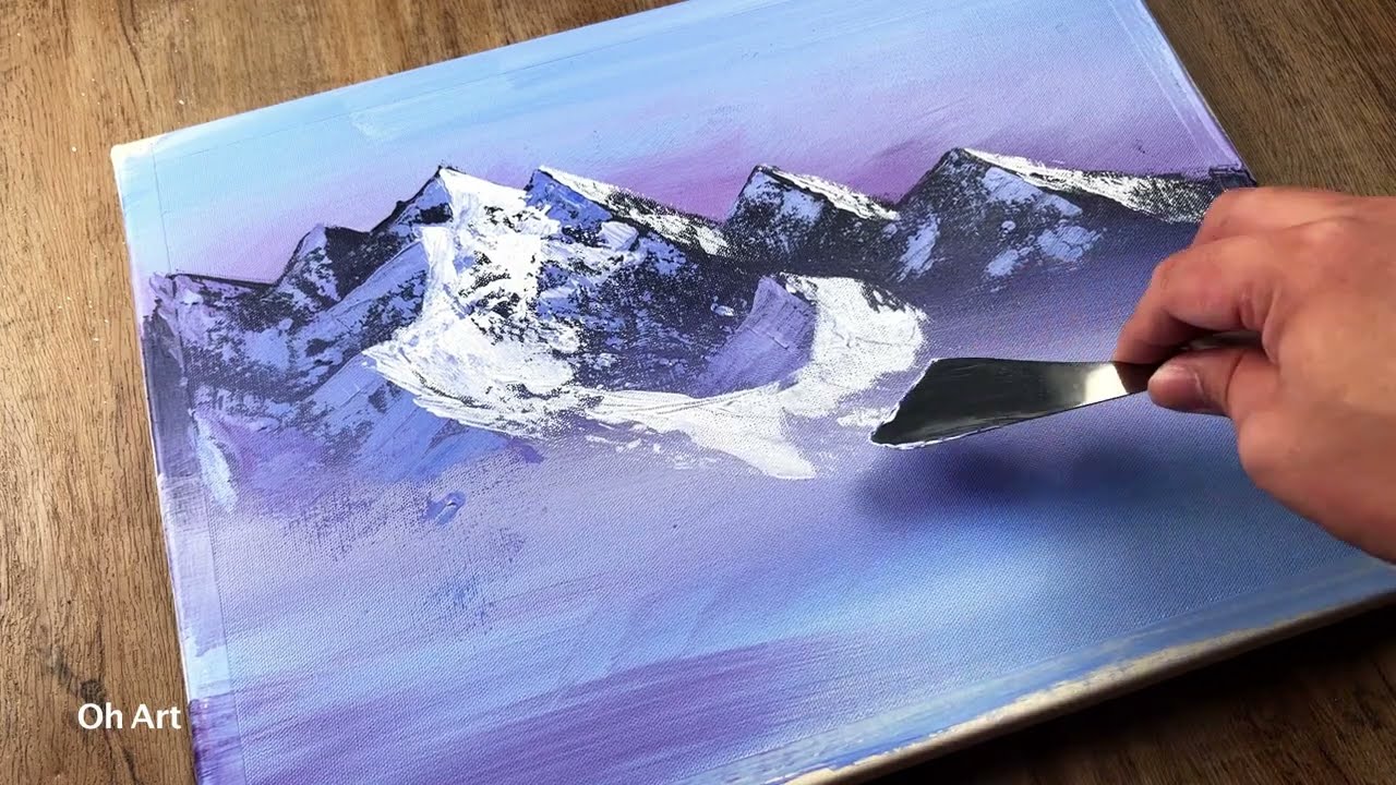 Daily challenge #55 / Acrylic Painting / Snow Landscape - YouTube
