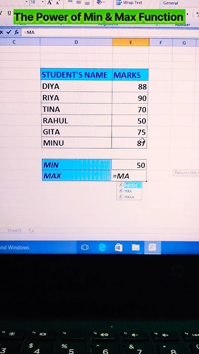 Min & Max formula in Ms Excel....💻#youtubeshorts #youtube #youtuber ...
