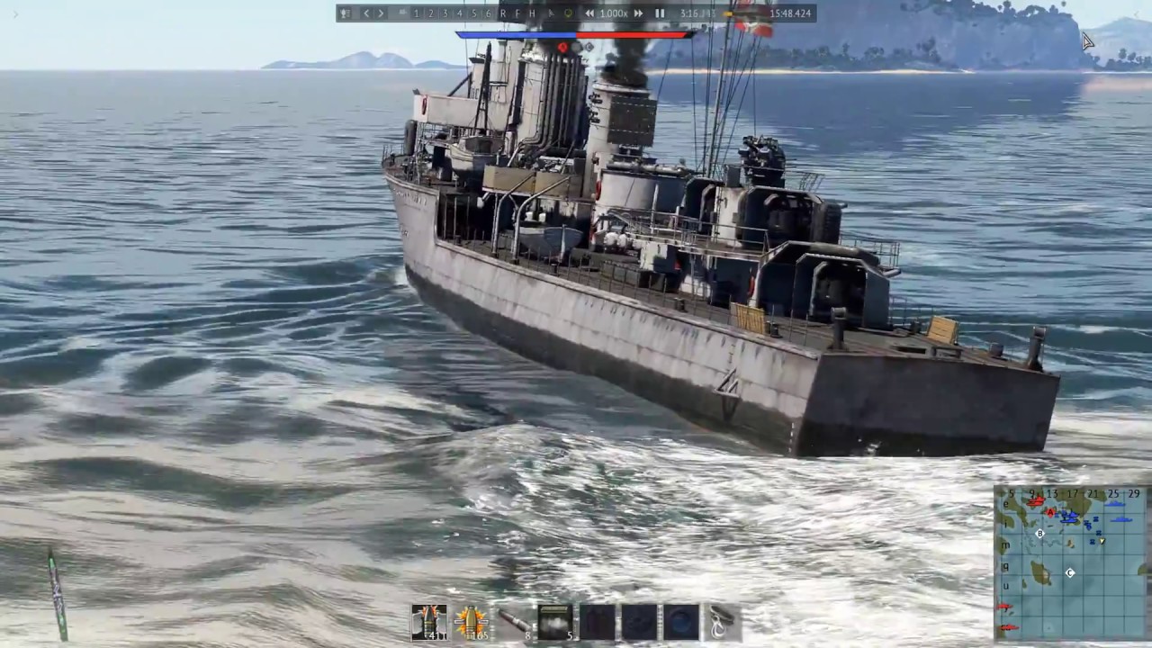 [4K] War thunder Naval, German Z-20 Destroyer Realistic battle in ...