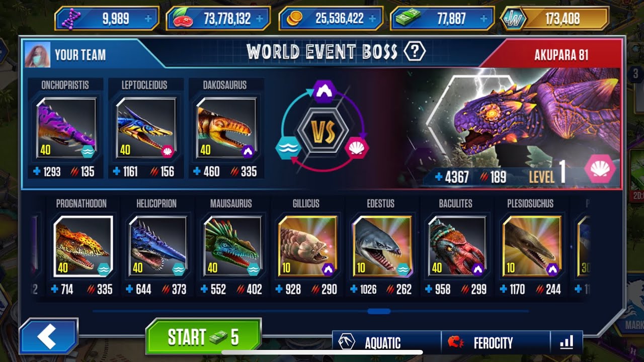 AKUPARA 81 WORLD EVENT BOSS - JURASSIC WORLD THE GAME - YouTube